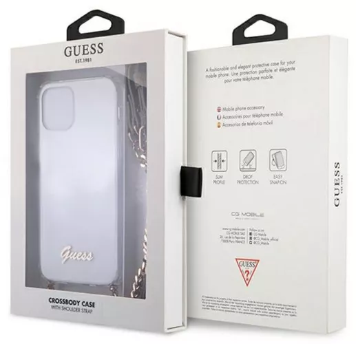 Guess Classic Transparent Case with Vintage Logo and Gold Chain vvhh ...