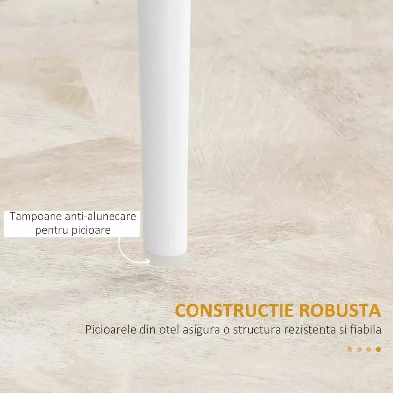 Set 4 scaune bucatarie/living Tomlo piele PVC otel alb 41x50x97 cm ...