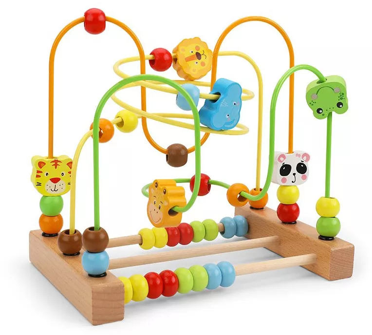 Joc educativ de motricitate de lemn tip labirint cu Animale si bilute ...