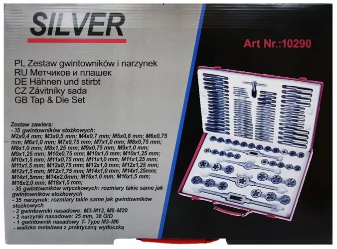 Trusa set tarozi si filiere 110 piese M2 - M14 M16 M18 S10290 vri5 ...