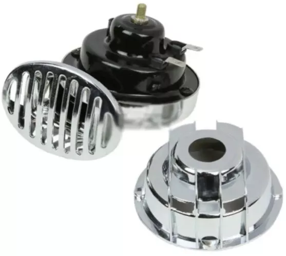 Claxon auto cromat 12V 2 buc CHR-01 AVX-AM01715 - cel.ro