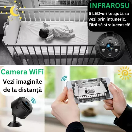 Mini Camera Profesionala Magnetica Full HD Microfon Detectarea Miscarii ...
