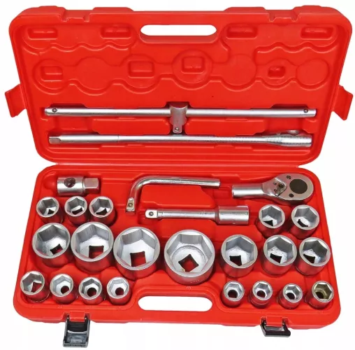 Trusa chei tubulare 26 piese 21-65mm hexagonale 6 colturi de forta 3 4 ...