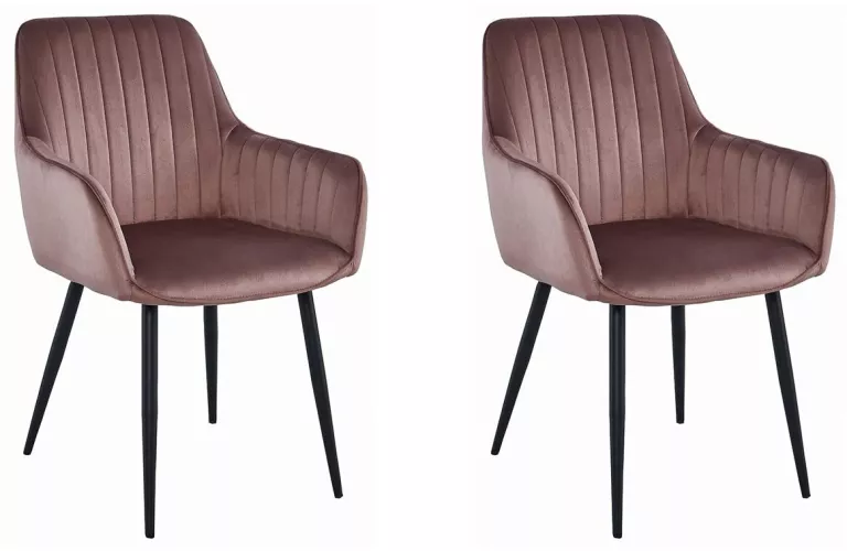 Set 2 scaune bucatarie/living Artool solden catifea metal roz si negru ...