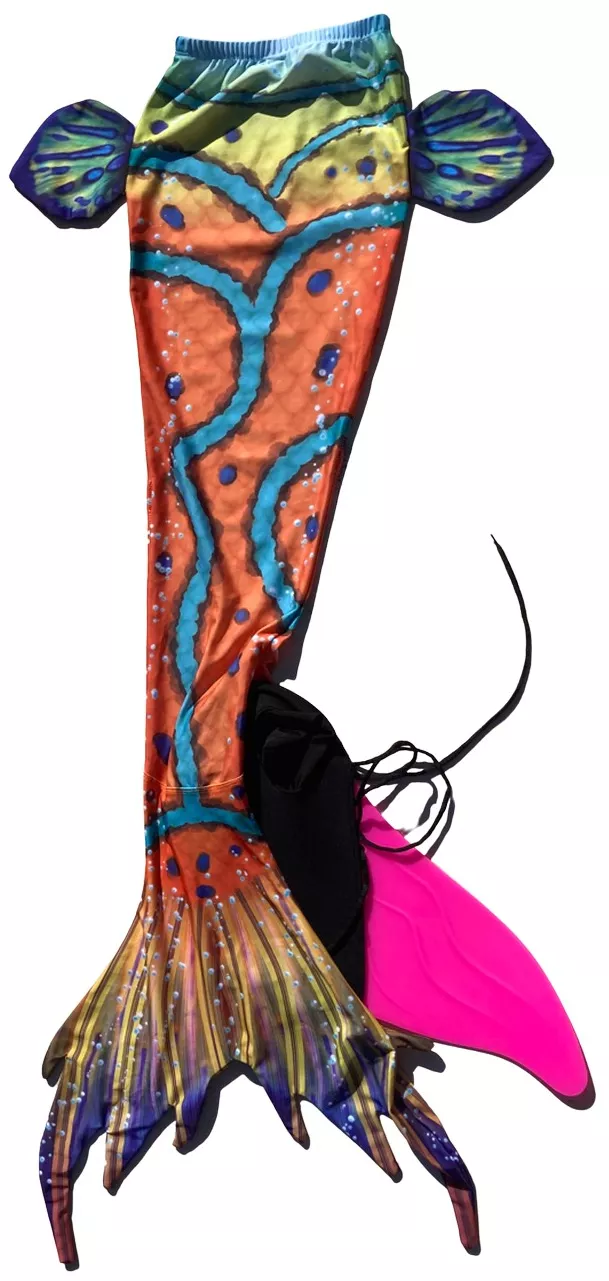 Set 4 piese Costum Sirena Printesa Ariel THK® coada sirena slip top si ...