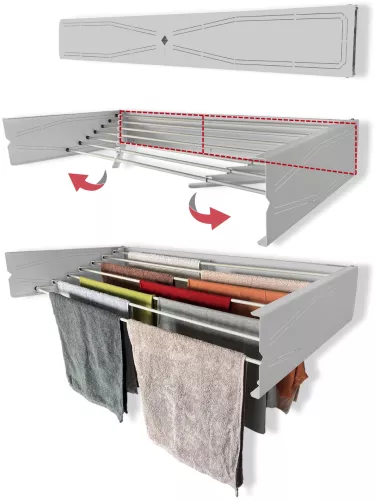 Uscator de rufe retractabil de perete 120 cm Indoor/ outdoor Design ...