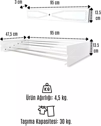 Uscator de rufe retractabil de perete 95 cm Indoor/ outdoor Design ...