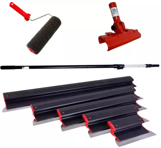 Set 5 gletiere profesionale inox 25 40 60 80 100 cm suport maner ...