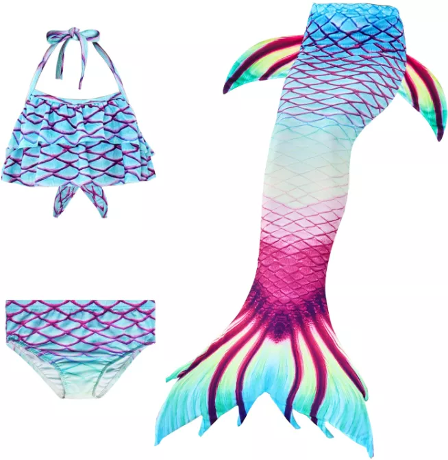 Set 4 piese Costum Sirena Ariel THK include top slip coada sirena ...