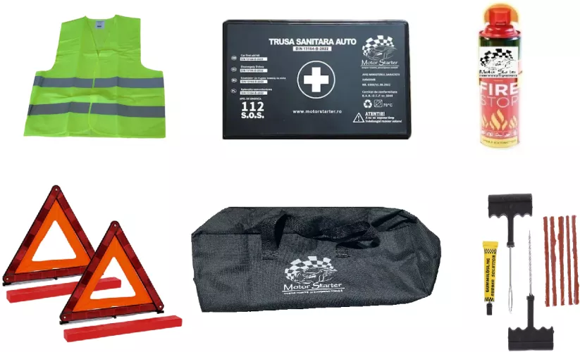 Kit siguranta auto complet - Stingator Spray Trusa Medicala Triunghiuri ...