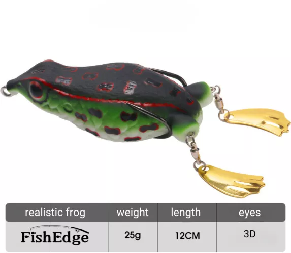 Set 3 momeli artificiale FishEdge broscuta pentru pescuit rapitor ...