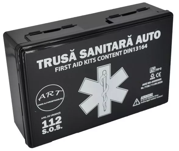 Trusa medicala auto de prim ajutor in cutie de plastic ART omologata ...