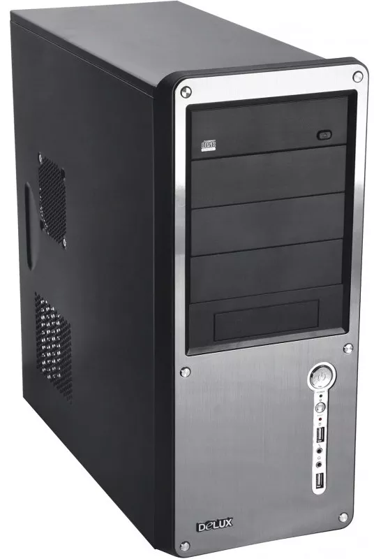 Carcasa middle tower Delux MF483 cu sursa de 450W negru-argintiu SECM ...