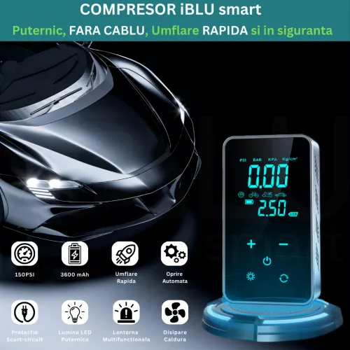 Compresor Auto Digital Portabil 6 in 1 iBLU smart Multifunctional ...