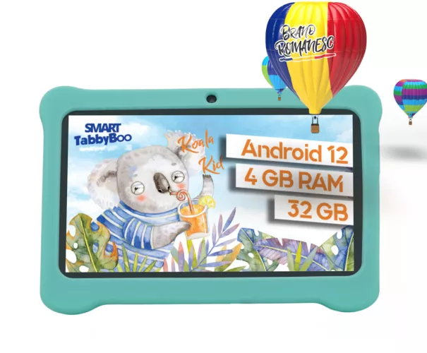 Tableta copii SMART TabbyBoo Koala KID 2025 Android 12 turcoaz Wi-Fi ...