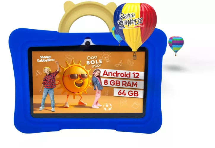 Tableta copii SMART TabbyBoo Sole PRO 2024 64GB 8GB RAM albastru ...