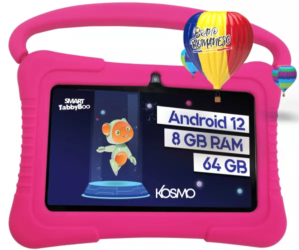 Tableta copii SMART TabbyBoo Kosmo PRO 2024 roz 64GB 8GB RAM ecran 7 ...