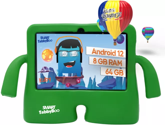Tableta copii SMART TabbyBoo Kuby PRO 8GB RAM 64GB verde Android 12 Wi ...