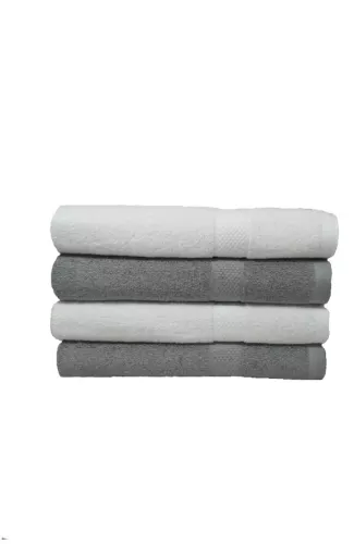 Set 4 prosoape de baie bumbac 100 70x140 cm 450 gr/mp alb/gri 4me_71 ...