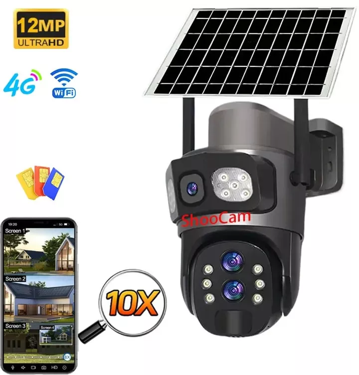 Camera de Supraveghere cu Panou Solar PTZ 4G TSS-T9B cu Doua Lentile 4MP/4MP IR - cel.ro