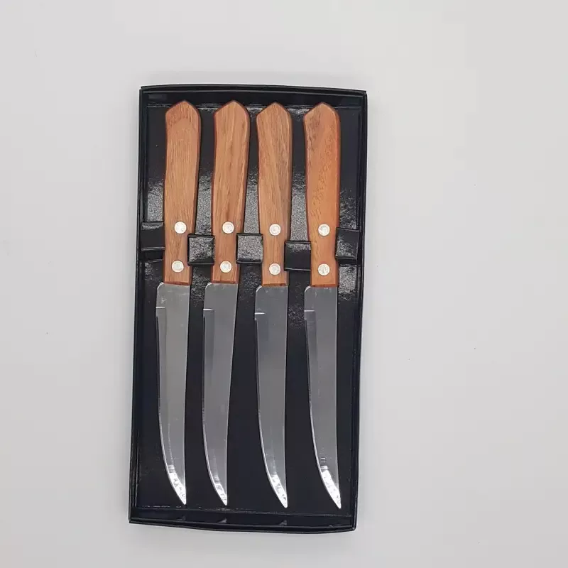 Set 4 cutite in cutie din inox si lemn dalimag615 - cel.ro