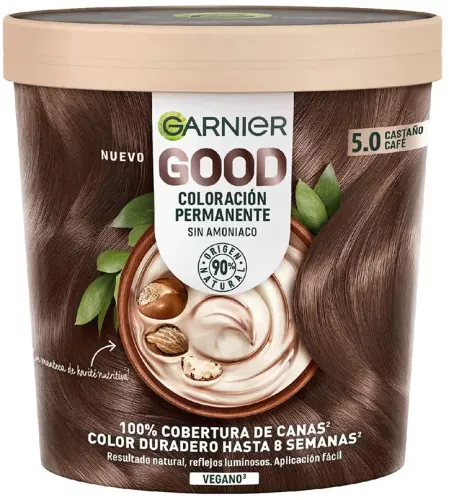 Vopsea de par permanenta fara amoniac Garnier Good 5.0 castaniu cafeniu ...