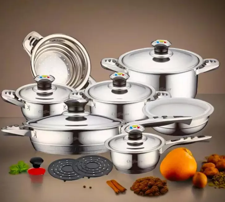Set de vase din inox Cheffinger din otel inoxidabil 16 piese dw3f_225792338