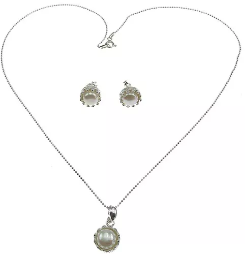 Set argint model coroana cu perle de cultura albe 3kiz_949755509 - cel.ro