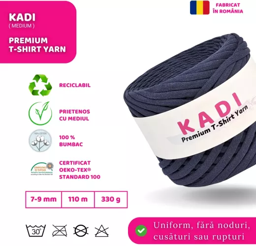 Fir panglica pentru crosetat tricotat si macrame KaDi Medium 7-9 mm 110 m 100 - cel.ro