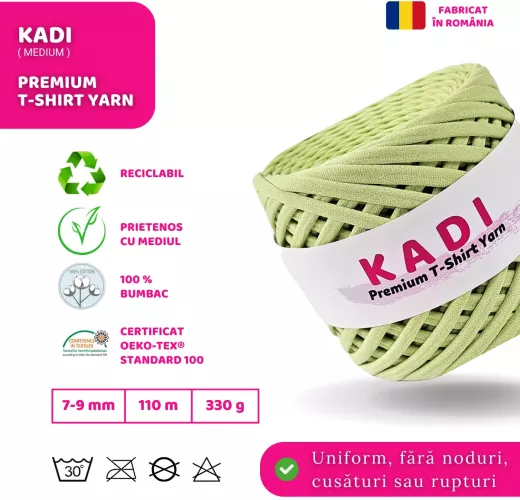 Fir panglica pentru crosetat tricotat si macrame KaDi Medium 7-9 mm 110 m 100 - cel.ro