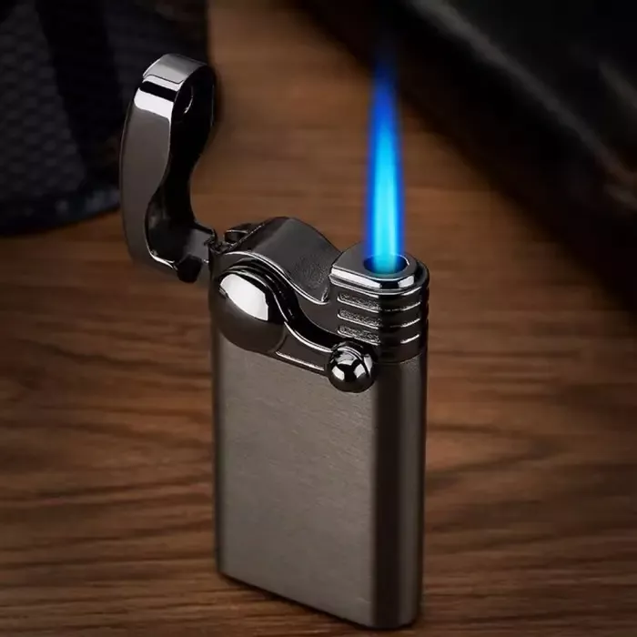 Bricheta Metalica Cu Gaz Antivant Model Flip Reincarcabila Negru Cutie ...