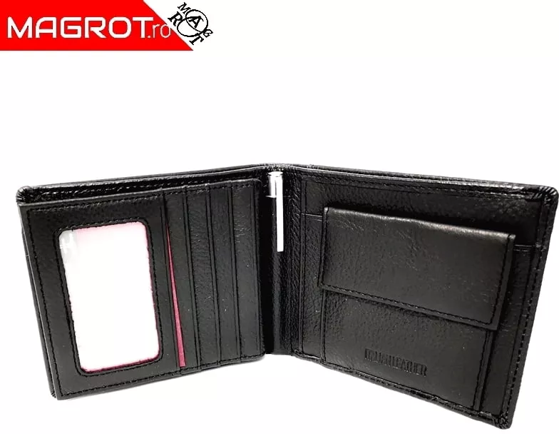 Portofel barbatesc din piele naturala negru Hassion 623 Magrot
