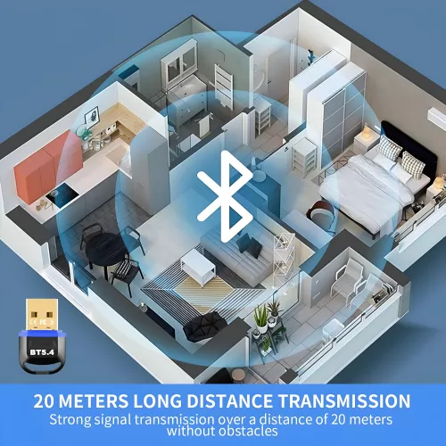 Adaptor USB Bluetooth BT 5.4 EDR+BLE Compatibil Windows PC/Laptop Plug And Play - cel.ro