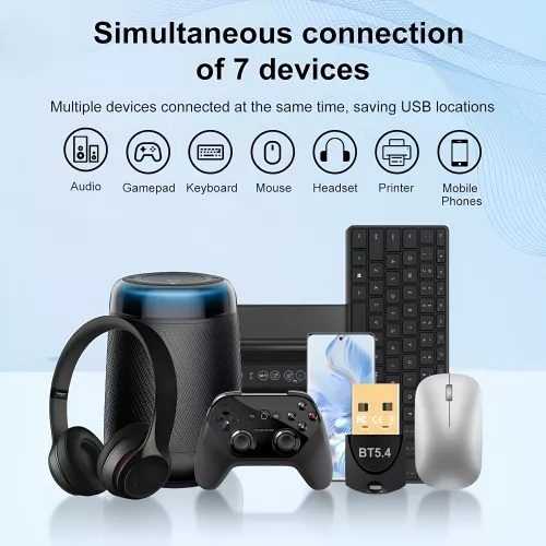 Adaptor USB Bluetooth BT 5.4 EDR+BLE Compatibil Windows PC/Laptop Plug And Play