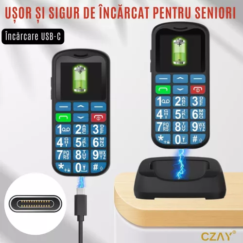 Telefon Mobil Seniori cu Taste Mari CZAY® Meniu in Limba Romana ...