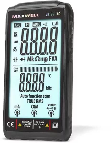 Multimetru automat FullScreen 4.2 cu acumulator Type-C MAXWELL 25702 ...