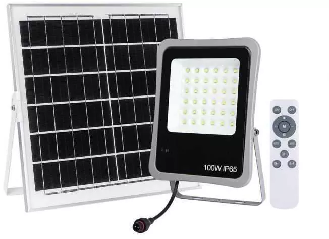 Proiector solar Well 100W 1200lm lumina rece 6500K cu panou solar 15W ...
