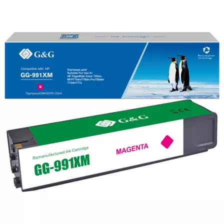 Cartus Premium G&G 16K HP 991X Magenta M0J94AE HP991X pentru PageWide ...