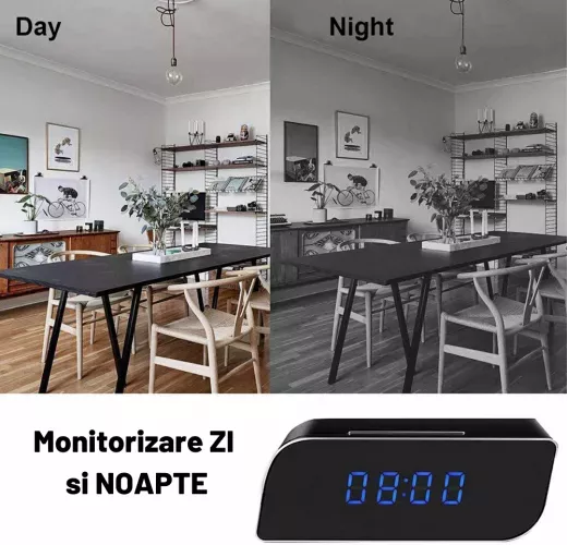 Camera Spy WI-FI IP Ascunsa in Ceas Desteptator Dispozitiv de Spionaj cu