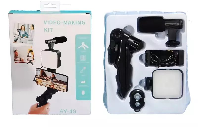 Kit de Filmare si Streaming pentru Telefon - Complet cu Microfon Lumina