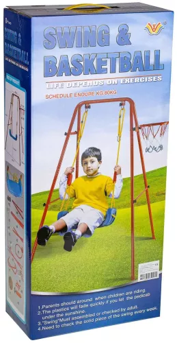 Set de gradina 3in1 pentru copii Leagan + Cos de Baschet + Minge cadru ...