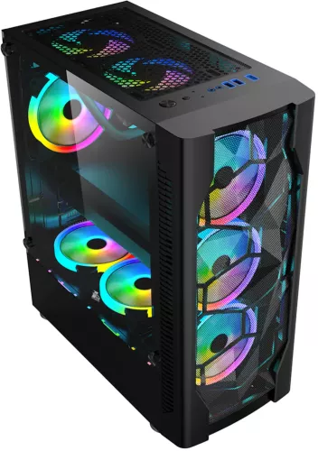 Carcasa 1stPLAYER Gaming DK-D4 RGB ATX Mid Tower fara sursa Black D4 ...