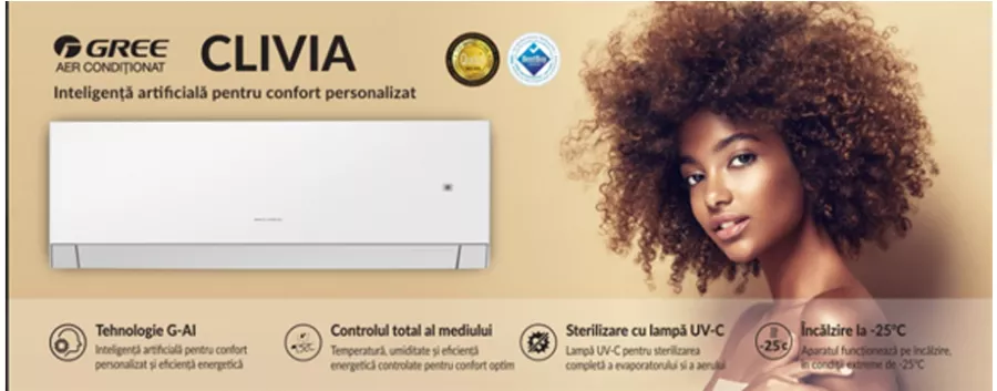 Aparat de aer conditionat Gree Clivia GWH12AUCXB-K6DNA2A Mod silentios