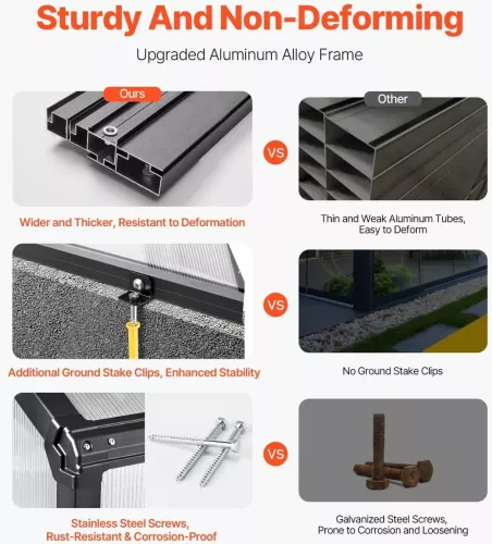 Sera de gradina structura Aluminiu placi policarbonat 236 x 402.5 x 207 cm