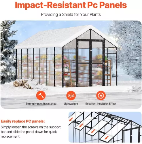 Sera de gradina structura Aluminiu placi policarbonat 236 x 402.5 x 207 cm
