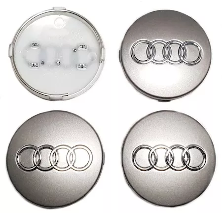 Set 4 capacele roti 60 mm gri/argintii Audi A3 A4 A5 A6 A7 A8 Q3 Q5 Q7 ...