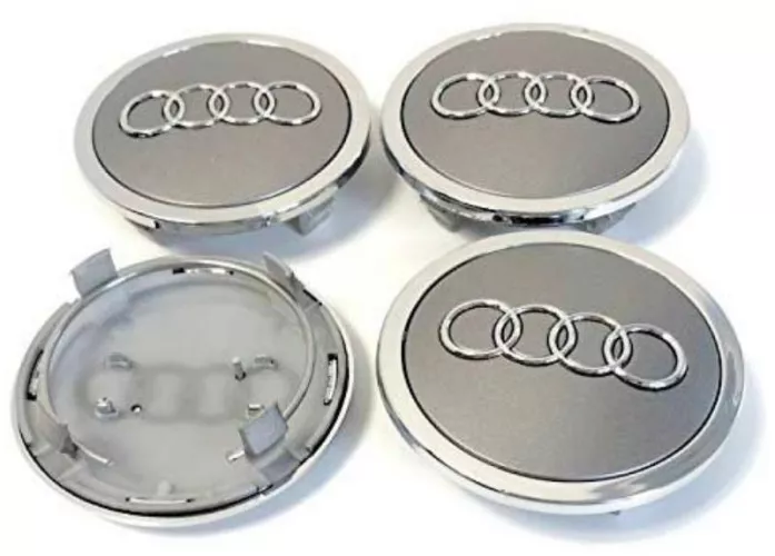 Set 4 capacele roti 61mm gri/argintii Audi A3 A4 A5 A6 A7 A8 Q3 Q5 Q7 ...