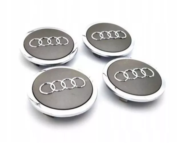 Set 4 capacele roti 69mm gri/argintii Audi A3 A4 A5 A6 A7 A8 Q3 Q5 Q7 ...