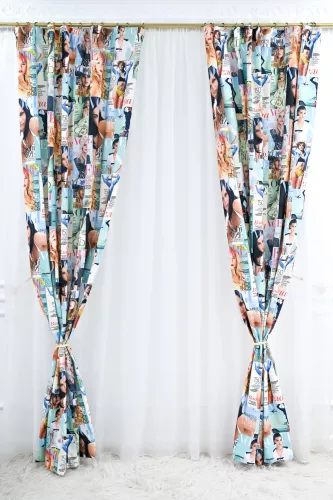 Set de 2 draperii cu imprimeu fashion opace cu rejansa 280 x 250 pxqx ...