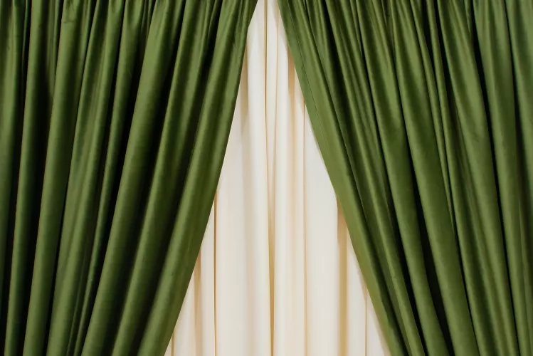 Set de 2 draperii din catifea verde olive cu rejansa semiopace 250x250 ...